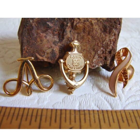 Avon | Jewelry | Vnt Avon Lapel Pin Lot Of 3 Letter A Award Door ...